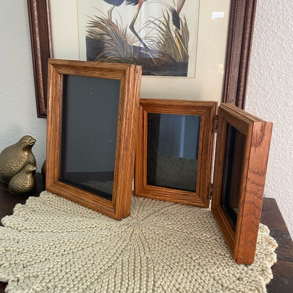 Accents | Vintage Mcm Solid Wood Frames Oak Wood Frames Foldable Frame ...
